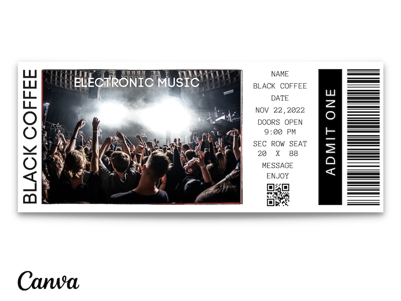 Editable Concert Ticket Template Printable Music Event - Etsy