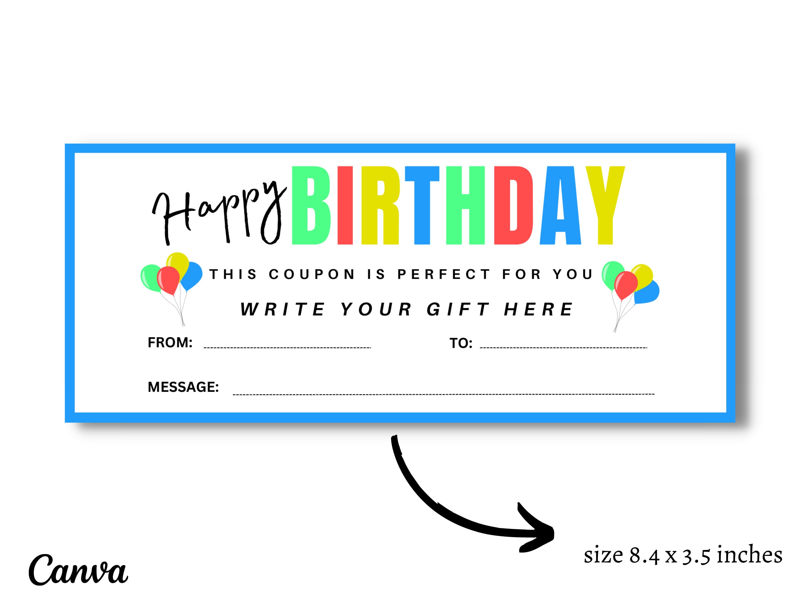 Happy Birthday Gift Certificate Template Printable Unisex - Etsy