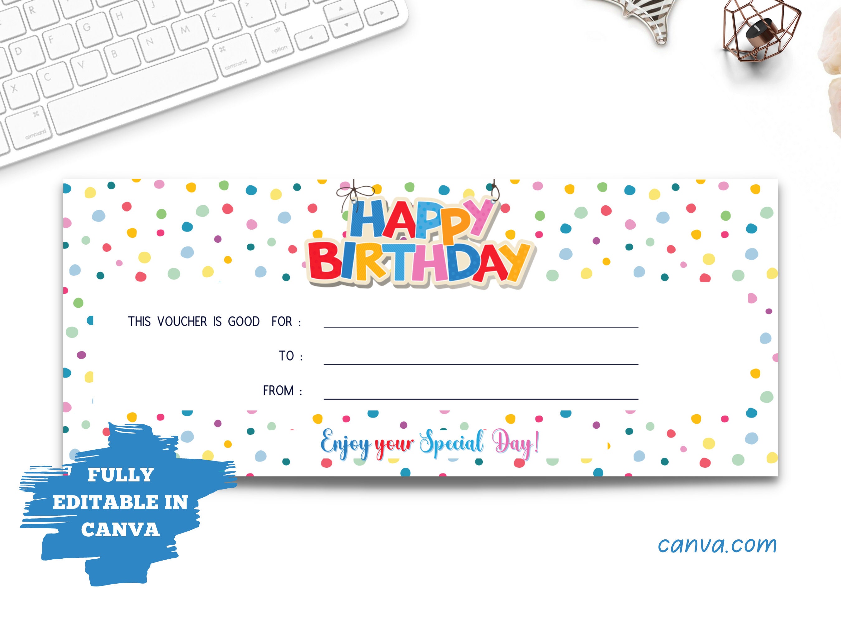 Happy Birthday Gift Certificate Template Printable Unisex - Etsy