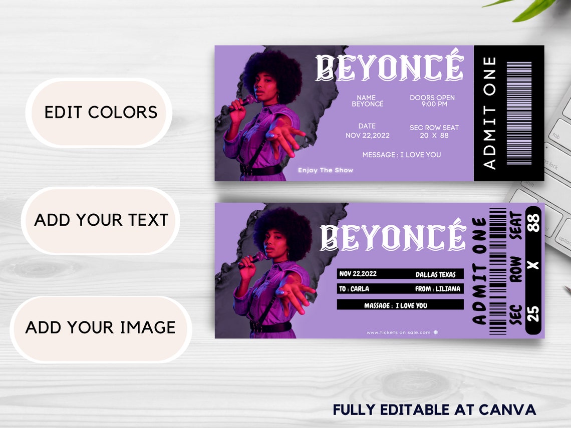 Editable Concert Ticket Template Printable Music Event - Etsy