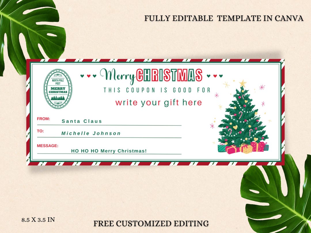 Editable Christmas Coupon Template, Printable Christmas Ticket, Ideal ...