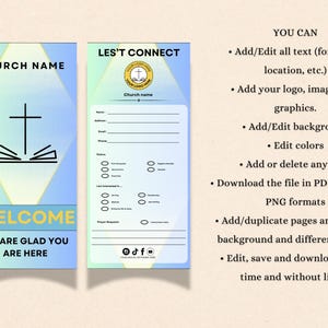 Editable Church Connect Card Template| Custom Printable Welcome ...