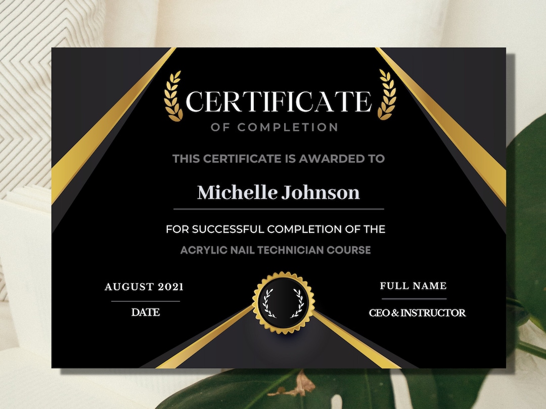 Certificate of Completion Template - Instant Digital Download ...