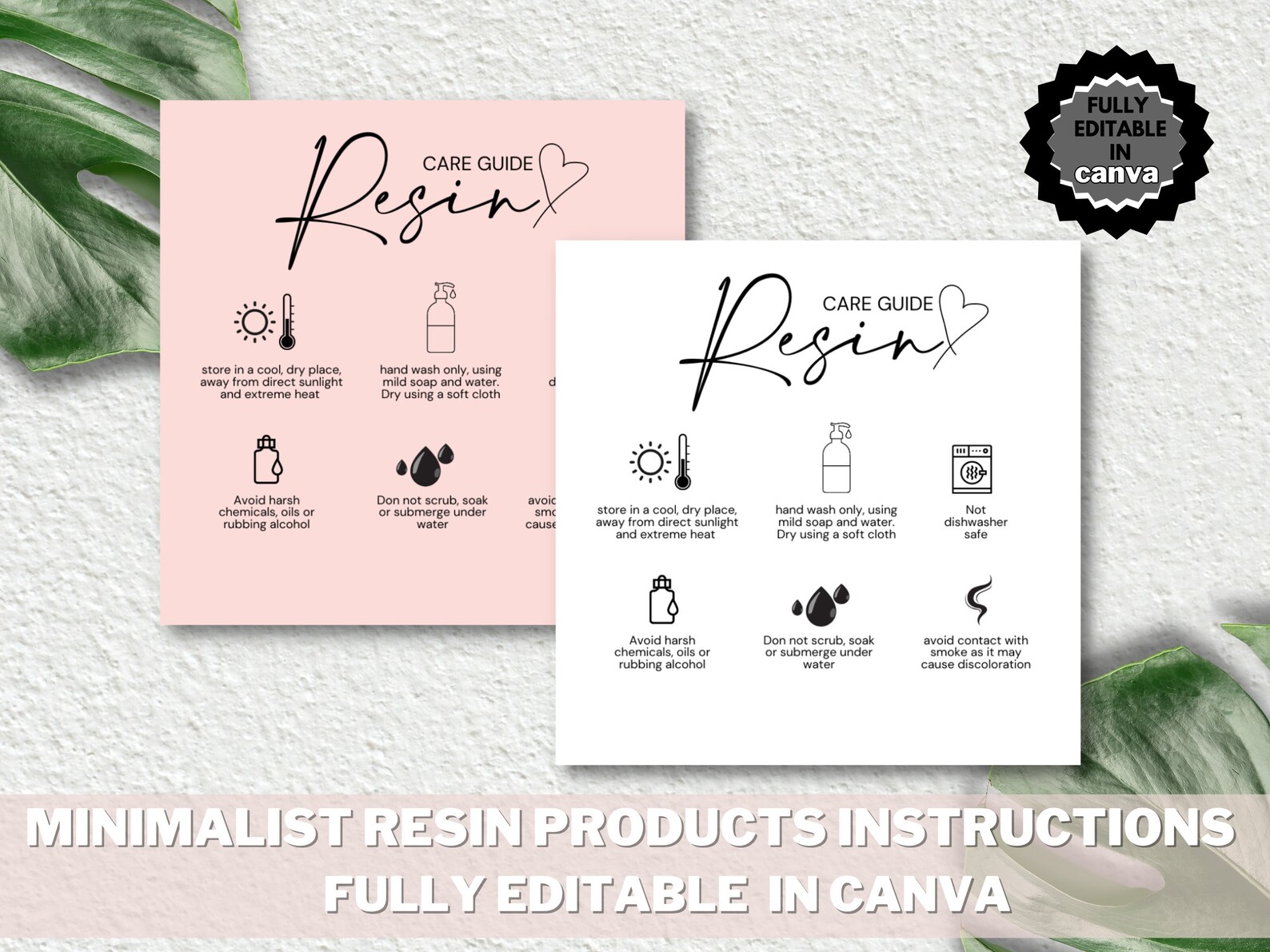Resin Care Card Editable Template, Canva Editable Template, Printable ...