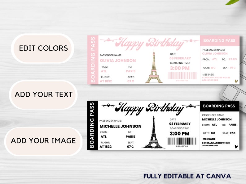 Happy Birthday Boarding Pass Template Happy Birthday - Etsy