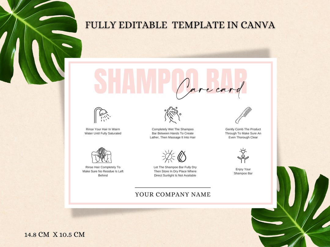 Editable Shampoo Care Card Template | Printable Hair Care Instructions ...