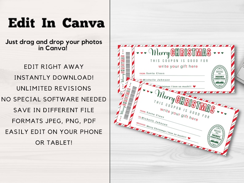 Editable Christmas Coupon Template Printable Christmas - Etsy