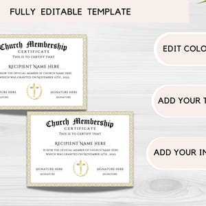 Editable Church Membership Certificate Template |printable Religious ...