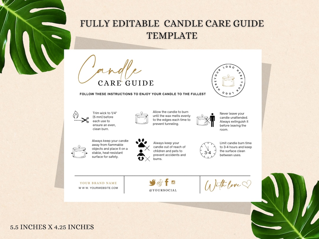 Customizable Candle Care Guide Template |editable PDF for Safe and Long ...