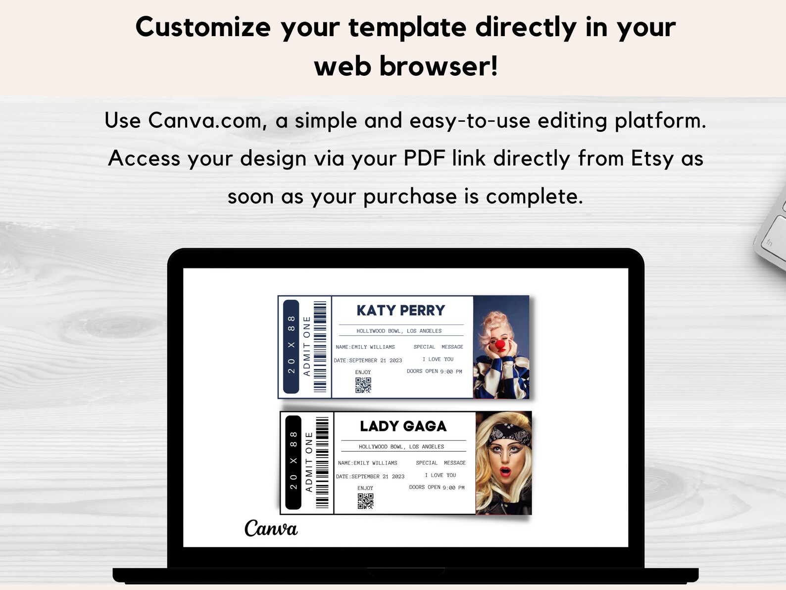 Editable Concert Ticket Template Bundle, Printable Music Event Ticket ...