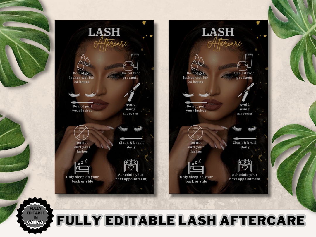 Lash Aftercare Guide, Editable & Printable Lash Extension Aftercare ...