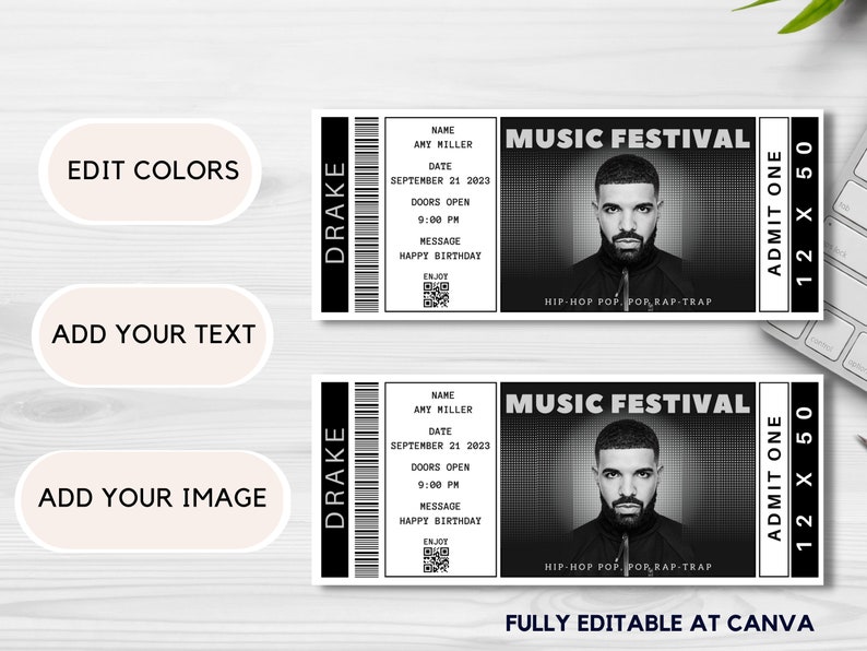 Editable Concert Ticket Template Printable Music Event - Etsy