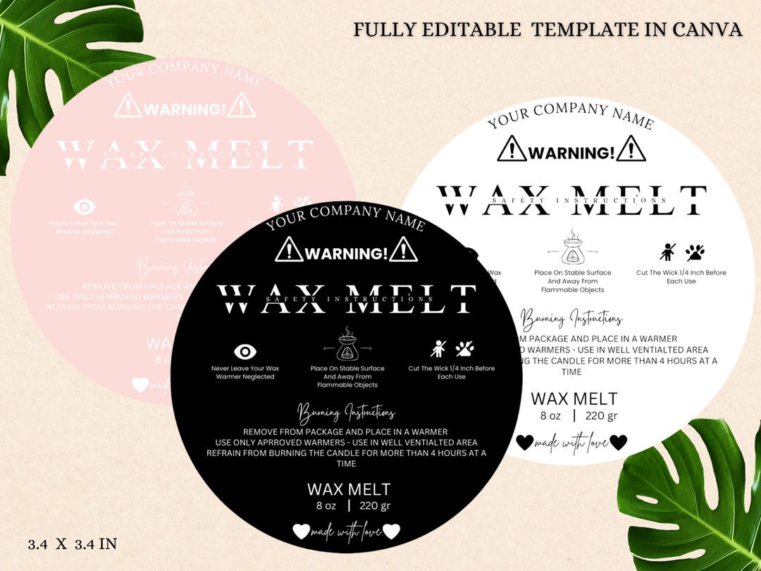 Wax Melt Warning Label Template | Canva Editable & Instant Download ...
