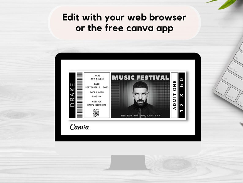 Editable Concert Ticket Template Printable Music Event - Etsy