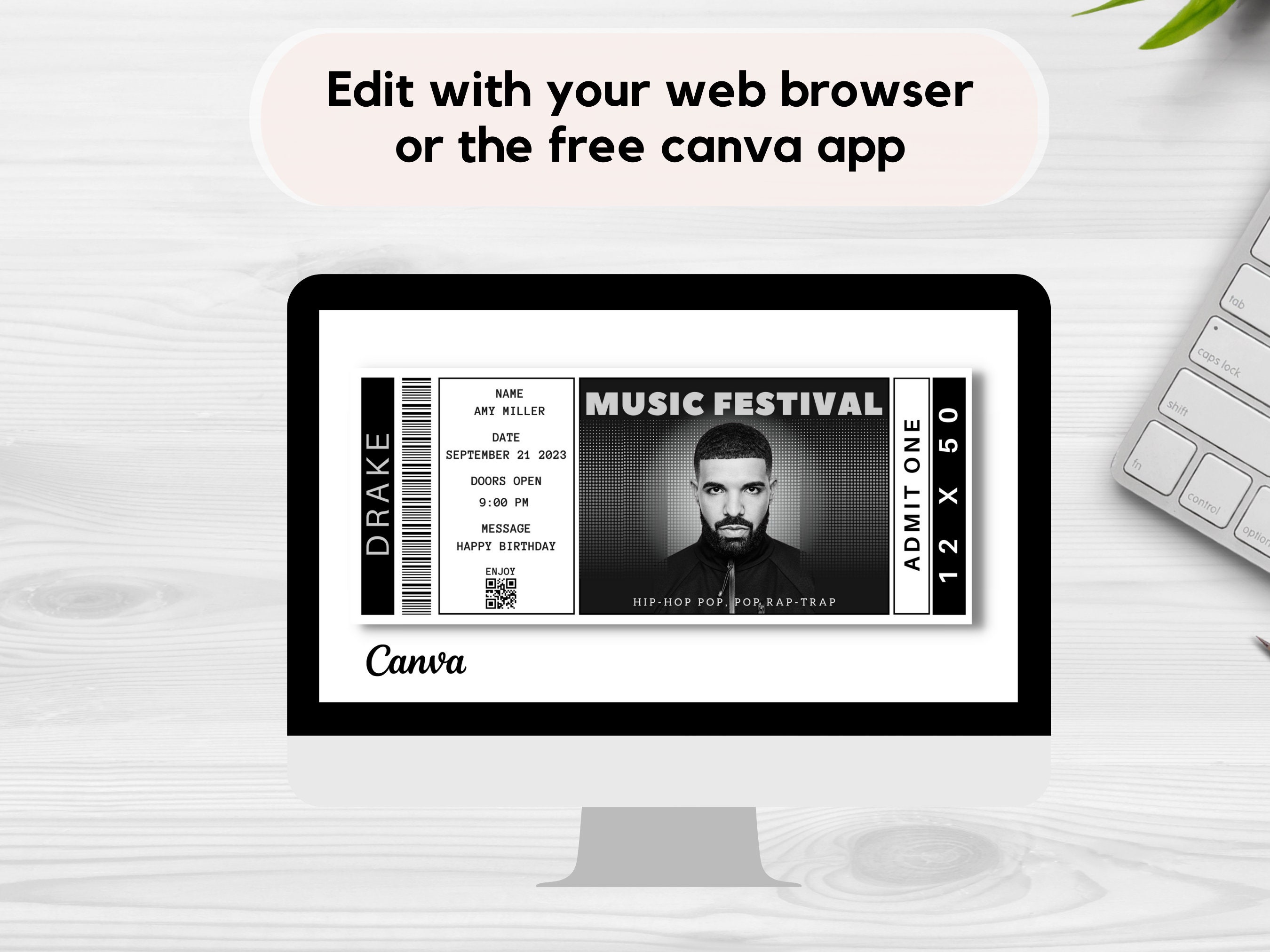 Editable Concert Ticket Template Printable Music Event - Etsy