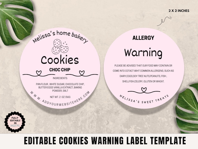 Editable Cookie Warning Labels Template Canva Template Cottage Law ...