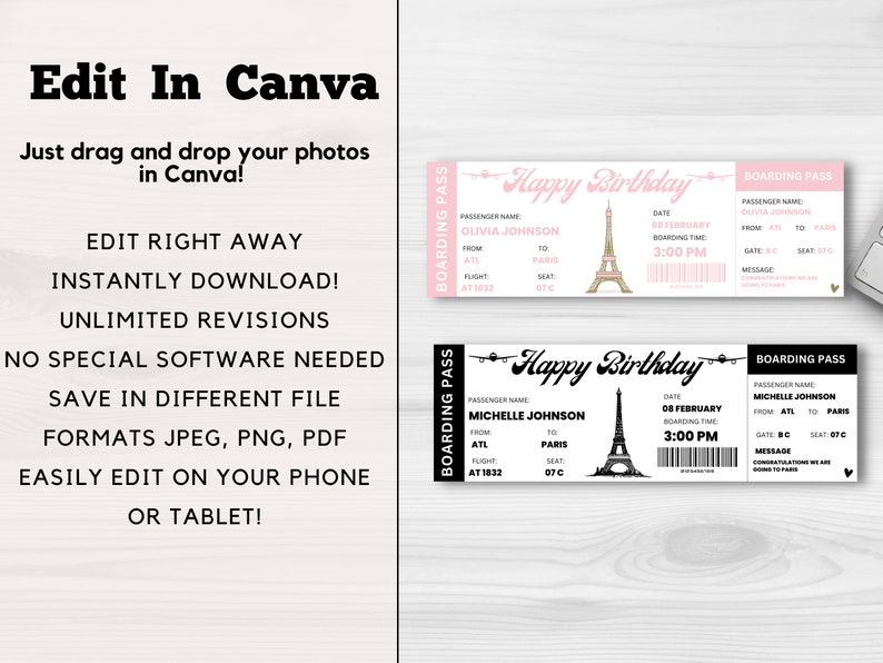 Happy Birthday Boarding Pass , Template Happy Birthday, Printable ...