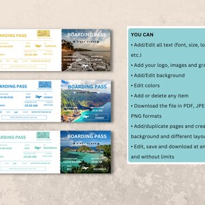 Editable Boarding Pass Template, Printable Boarding Ticket, Canva ...