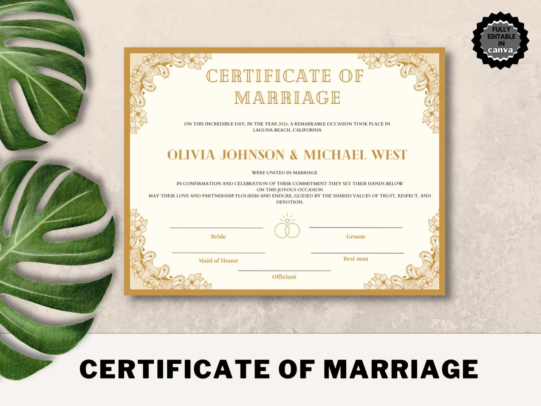 Marriage Certificate Template, Proof of Personalized Marriage ...