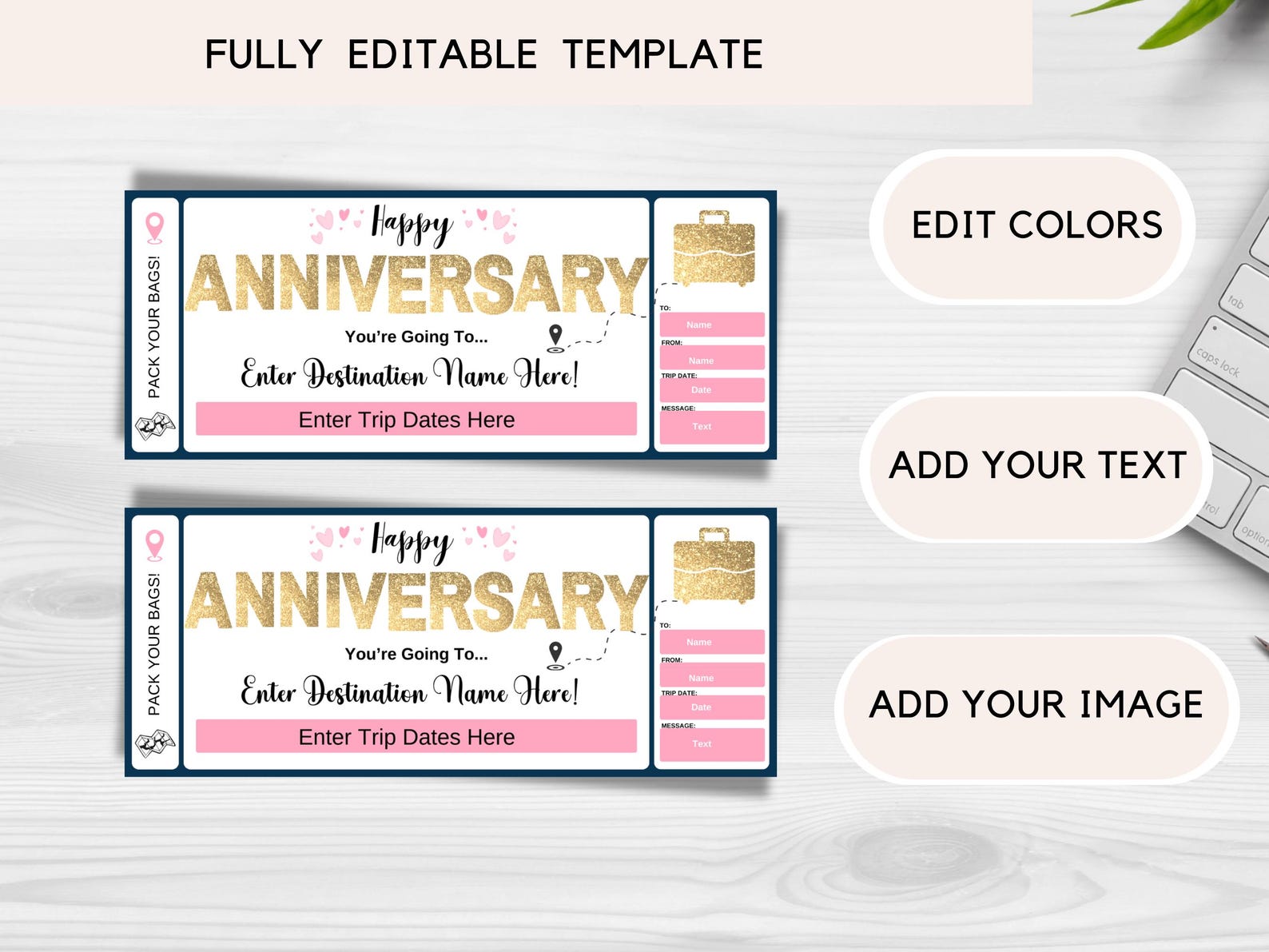 Anniversary Boarding Pass Template | Customizable Digital Ticket for ...