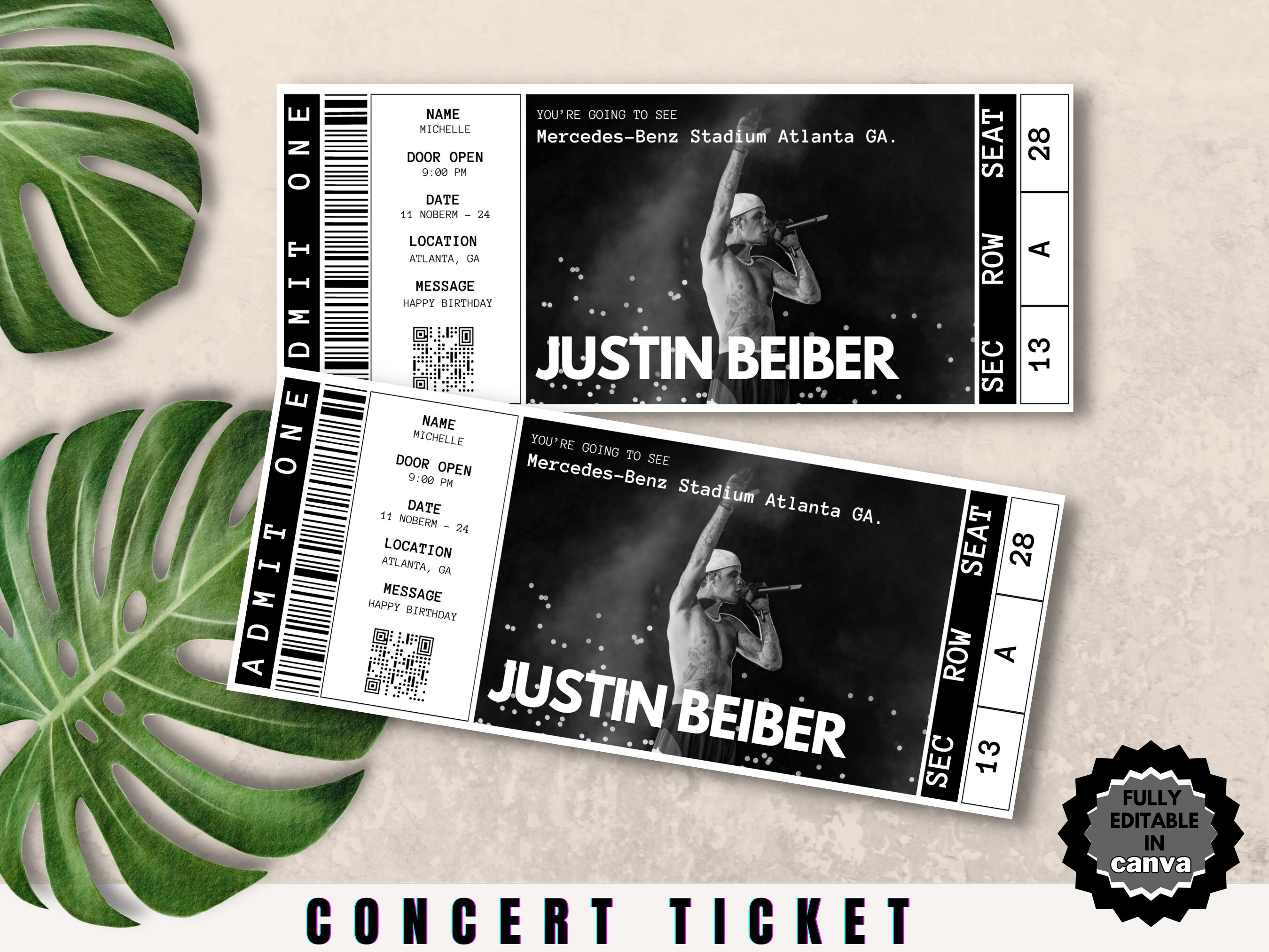 Editable Concert Ticket Template Printable Music Event - Etsy