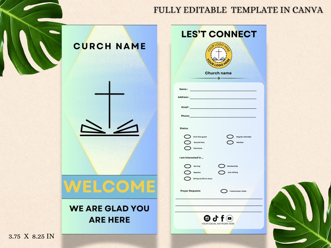 Editable Church Connect Card Template| Custom Printable Welcome ...