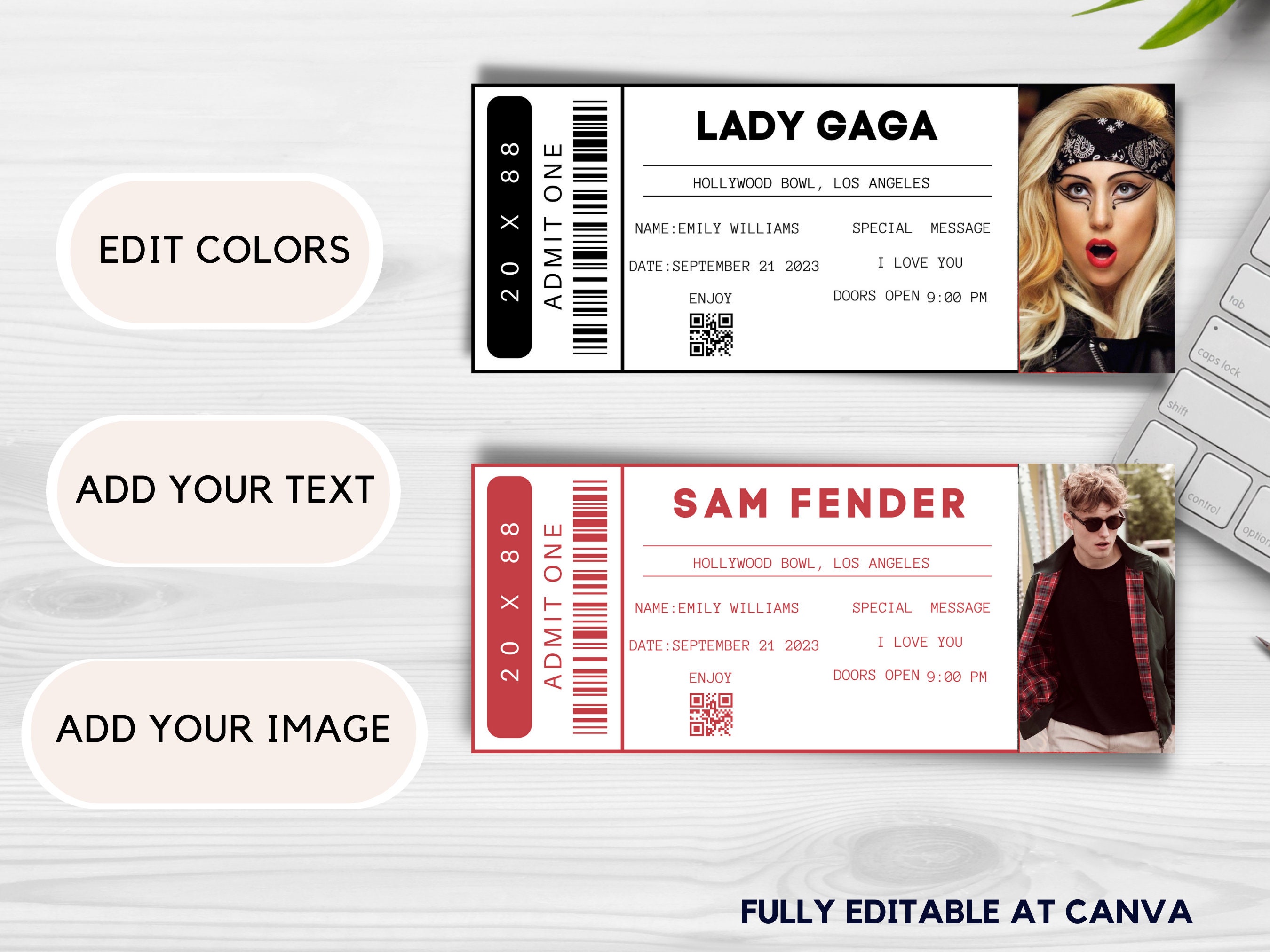 Editable Concert Ticket Template Bundle Printable Music Event - Etsy