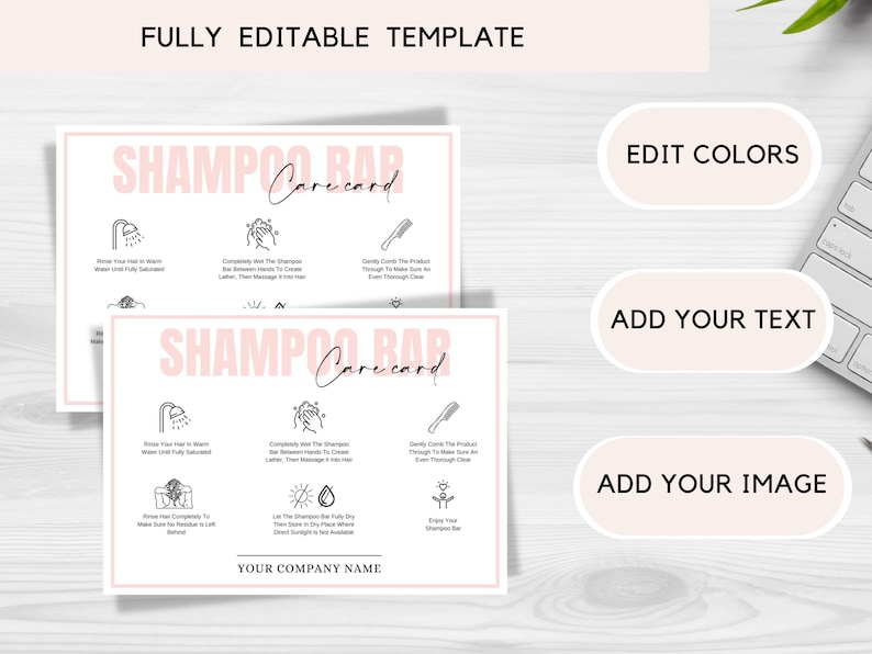 Editable Shampoo Care Card Template | Printable Hair Care Instructions ...