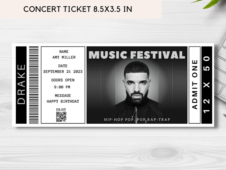 Editable Concert Ticket Template Printable Music Event - Etsy