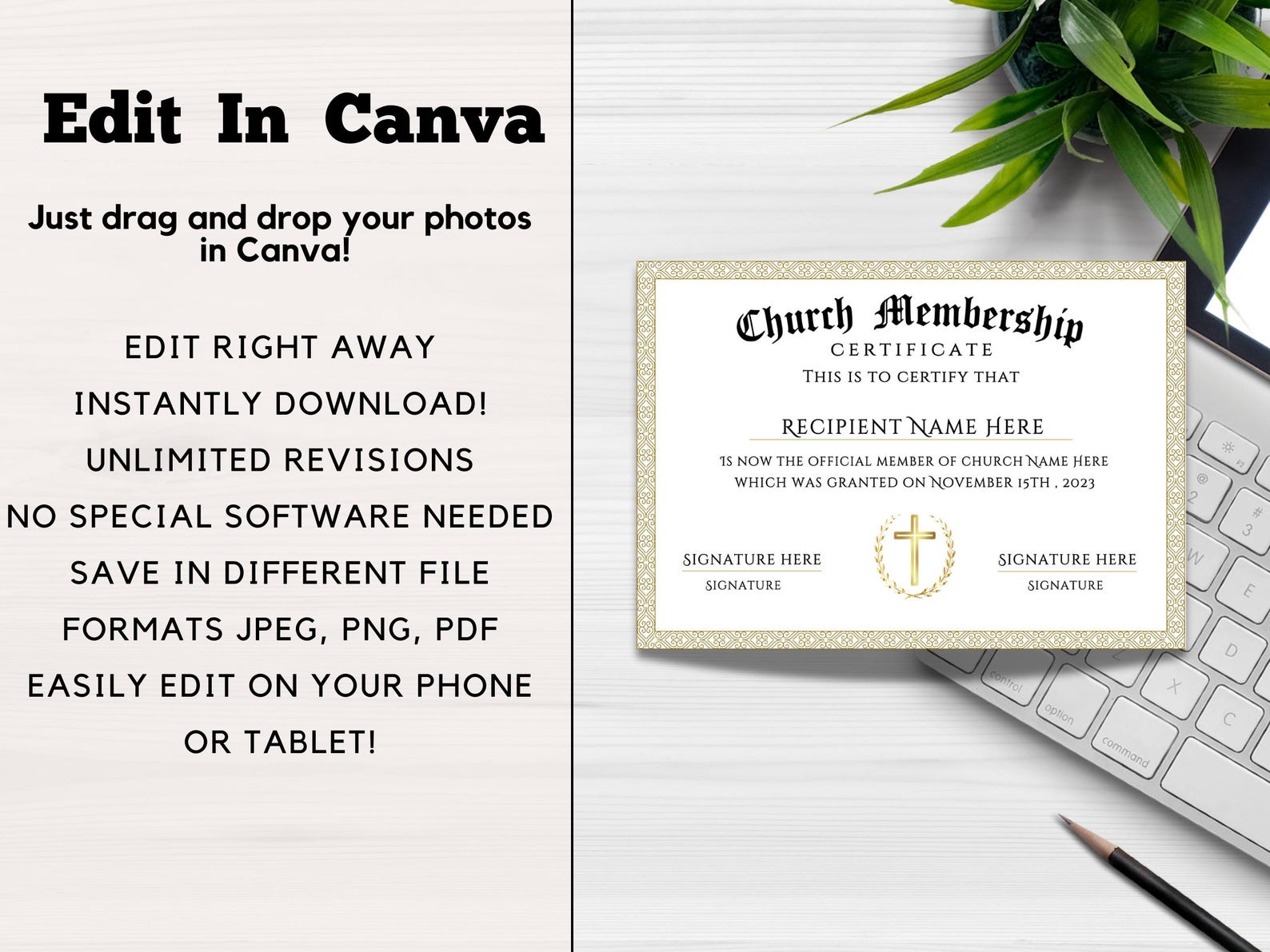 Editable Church Membership Certificate Template |printable Religious ...