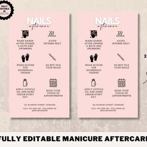 Editable Nail Care Card Template, Printable Manicure Instructions ...