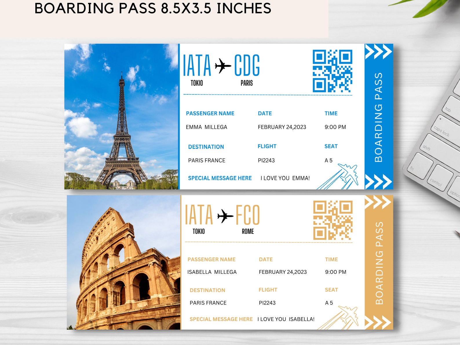 Editable Boarding Pass Template | Printable Airline Ticket for Surprise ...