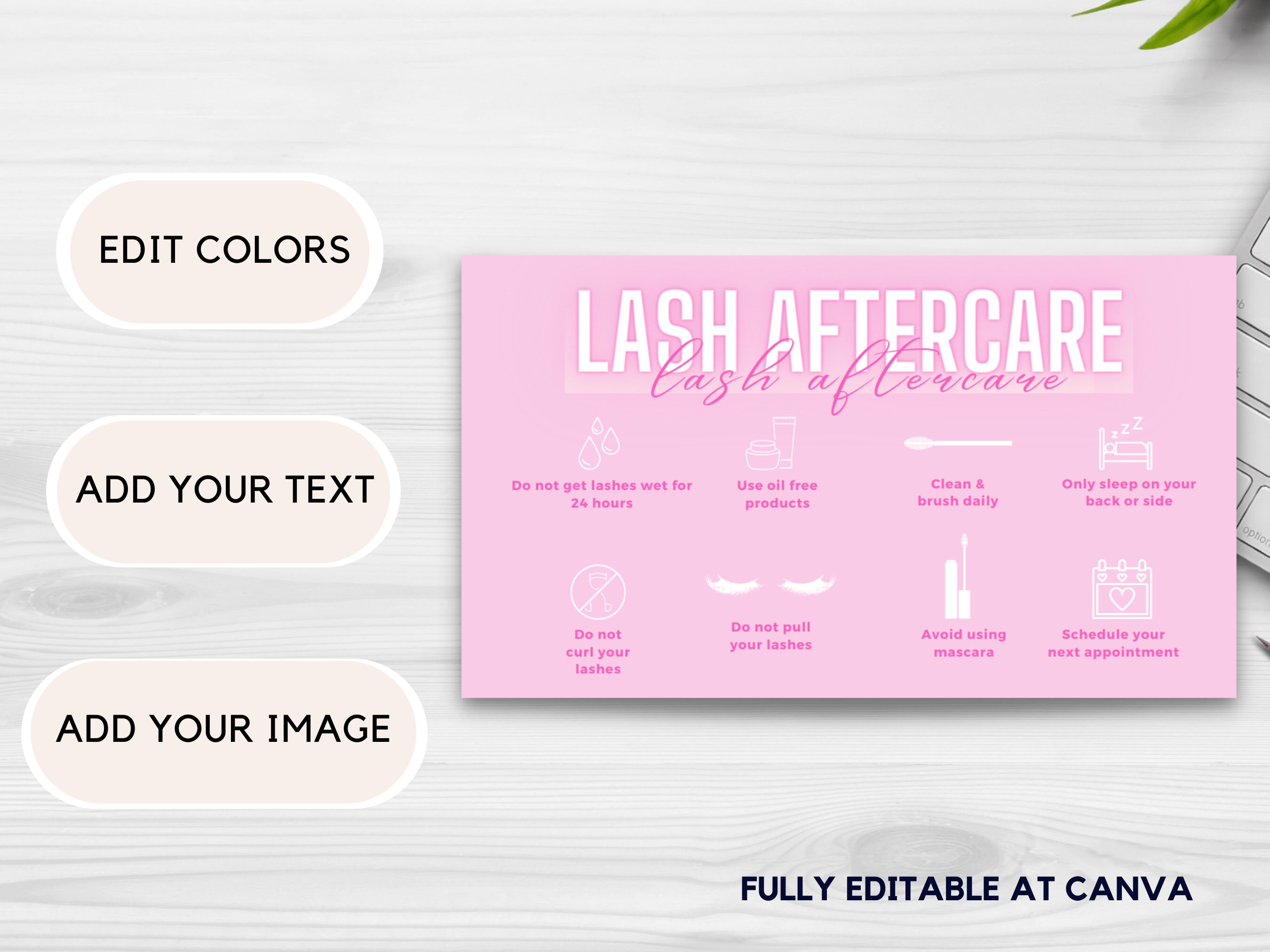 Lash Aftercare Card Template Editable Lash Business Card - Etsy