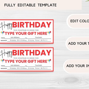 Editable Happy Birthday Gift Certificate Template | Custom Printable ...