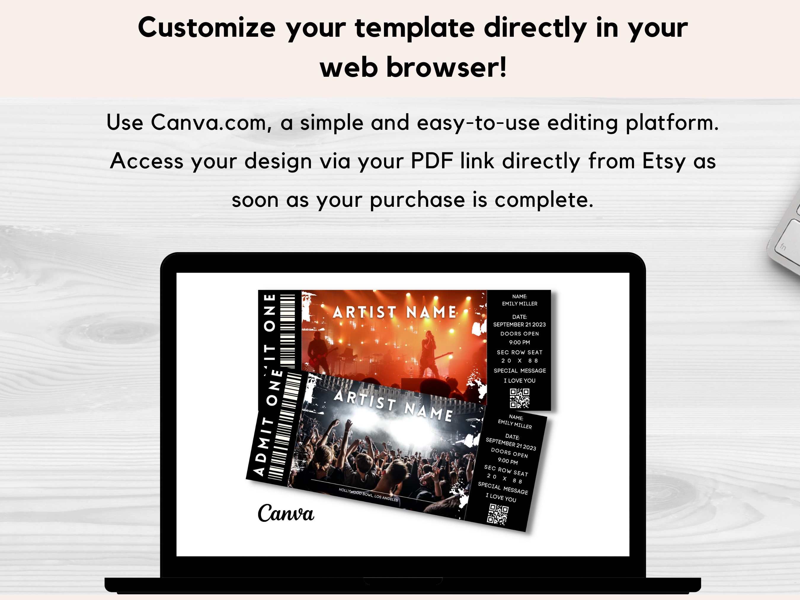 Editable Concert Ticket Template Printable Music Event - Etsy UK