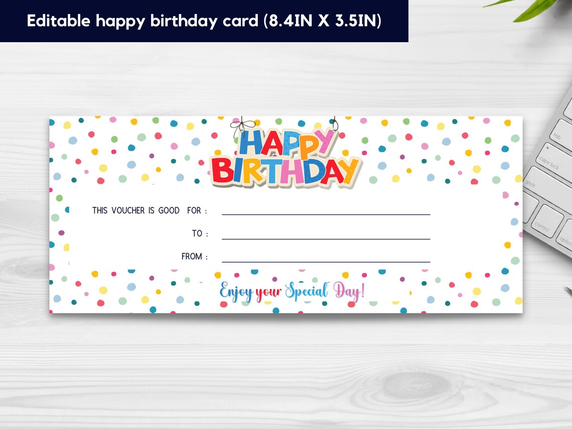 Happy Birthday Gift Certificate Template Printable Unisex - Etsy