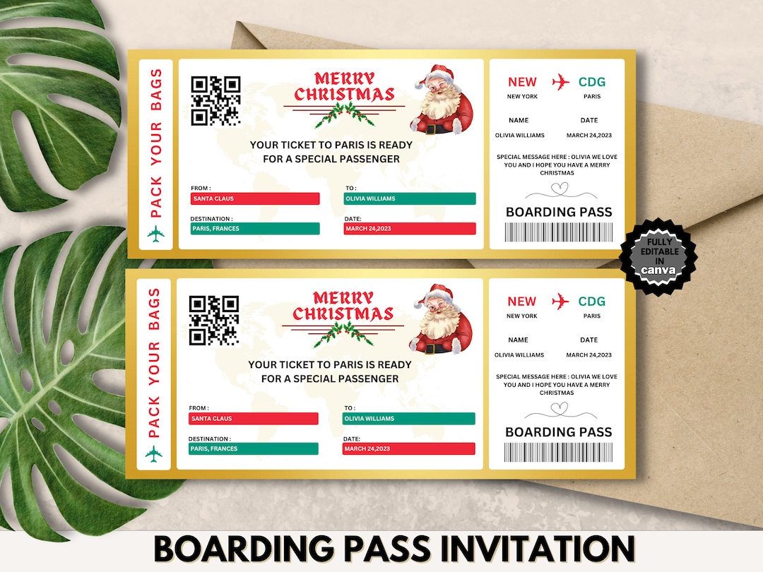 Editable Christmas Concert Ticket Template Printable Boarding - Etsy