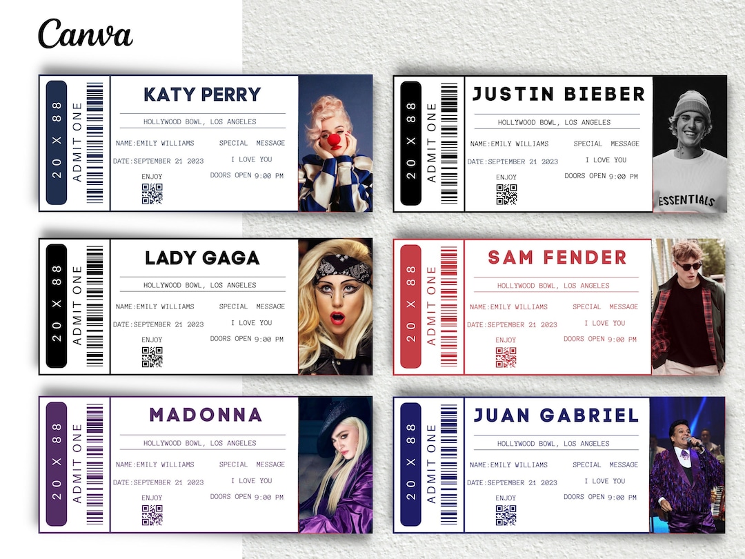 Editable Concert Ticket Template Bundle, Printable Music Event Ticket ...