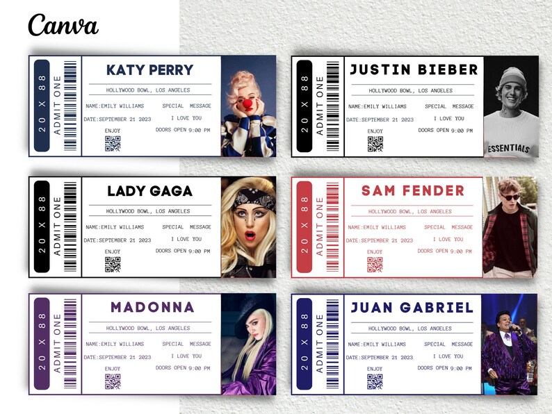 Editable Concert Ticket Template Bundle Printable Music Event - Etsy
