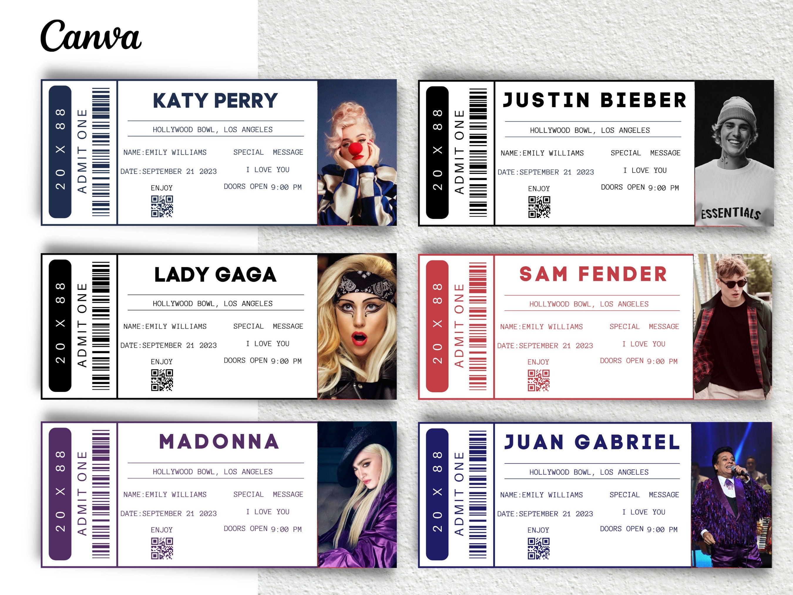 Editable Concert Ticket Template Bundle Printable Music Event - Etsy