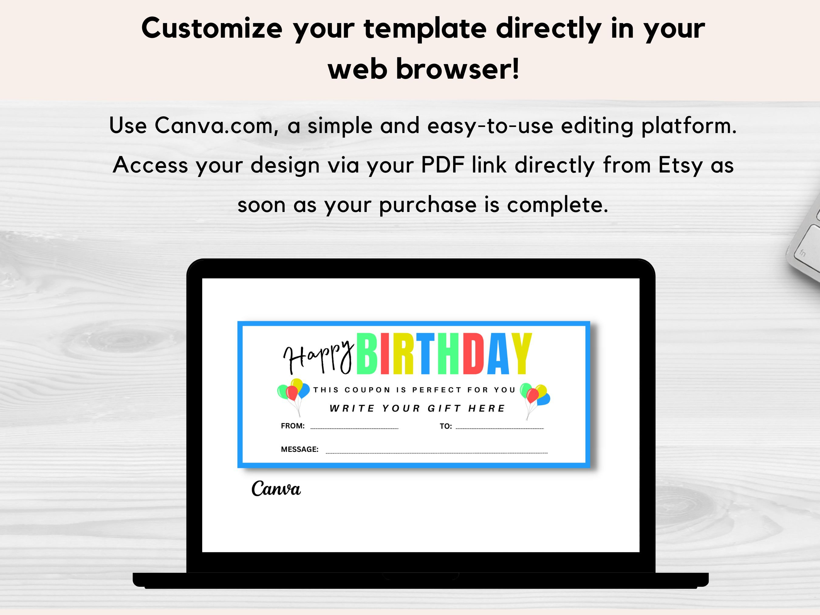Happy Birthday Gift Certificate Template Printable Unisex - Etsy