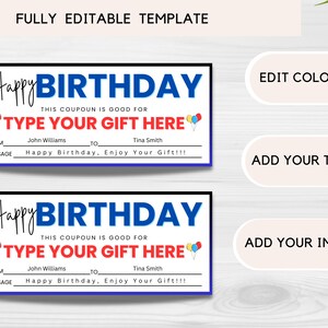Editable Happy Birthday Gift Certificate Template | Custom Printable ...