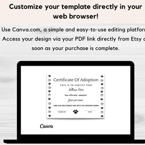 Editable Certificate of Adoption Animal, Pet Adoption Certificate ...