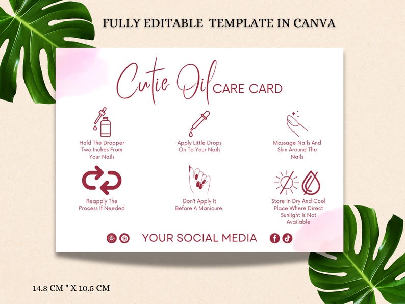 Editable Cuticle Oil Care Card Template | Customizable Nail Care ...
