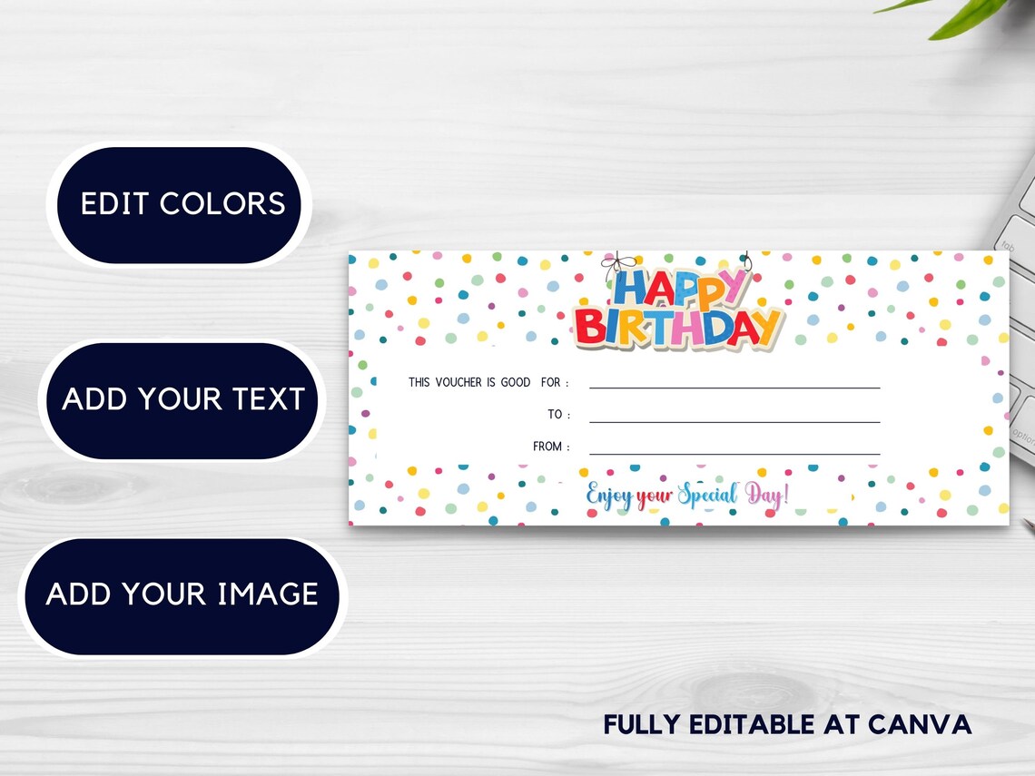Happy Birthday Gift Certificate Template Printable Unisex - Etsy