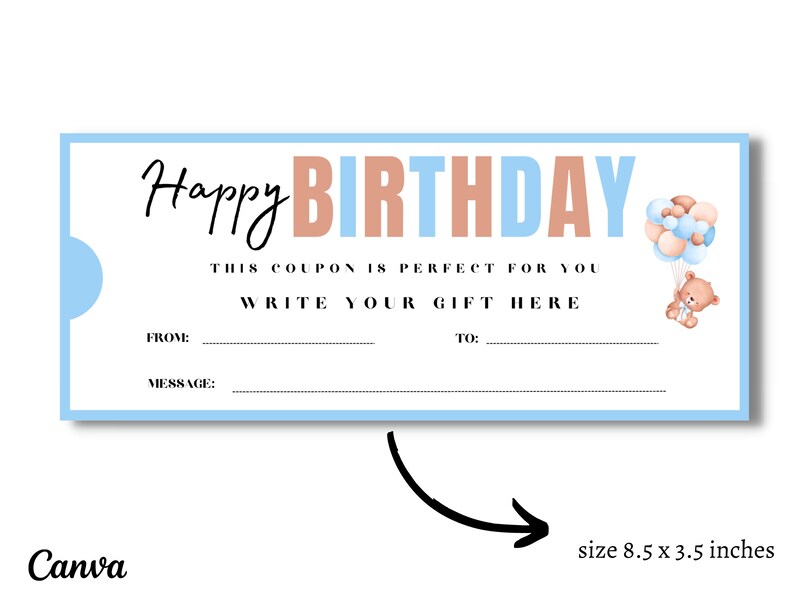 Happy Birthday Gift Certificate Template Printable Unisex - Etsy