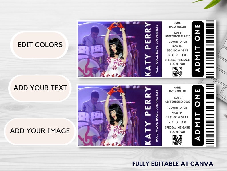 Editable Concert Ticket Template, Printable Music Event Ticket, Custom ...