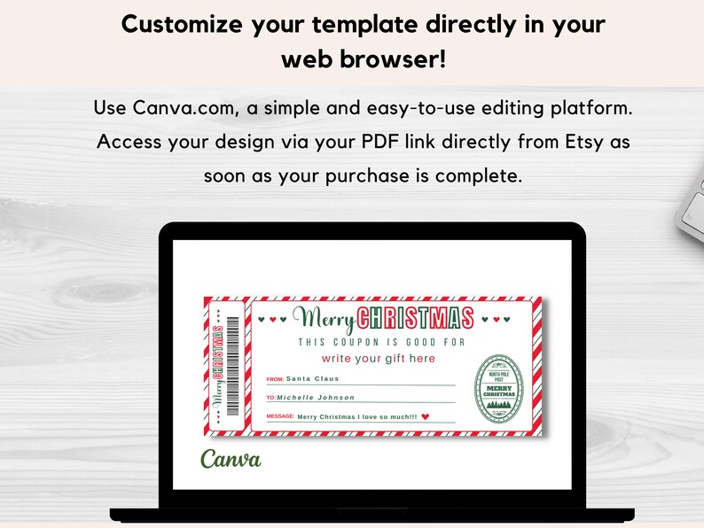 Editable Christmas Coupon Template, Printable Christmas Ticket, Ideal ...