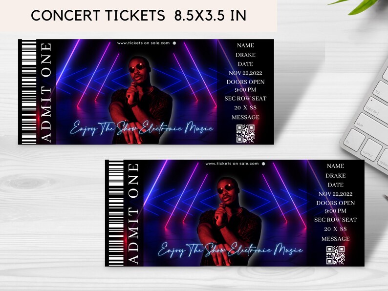 Editable Concert Ticket Template, Printable Music Event Ticket, Custom ...