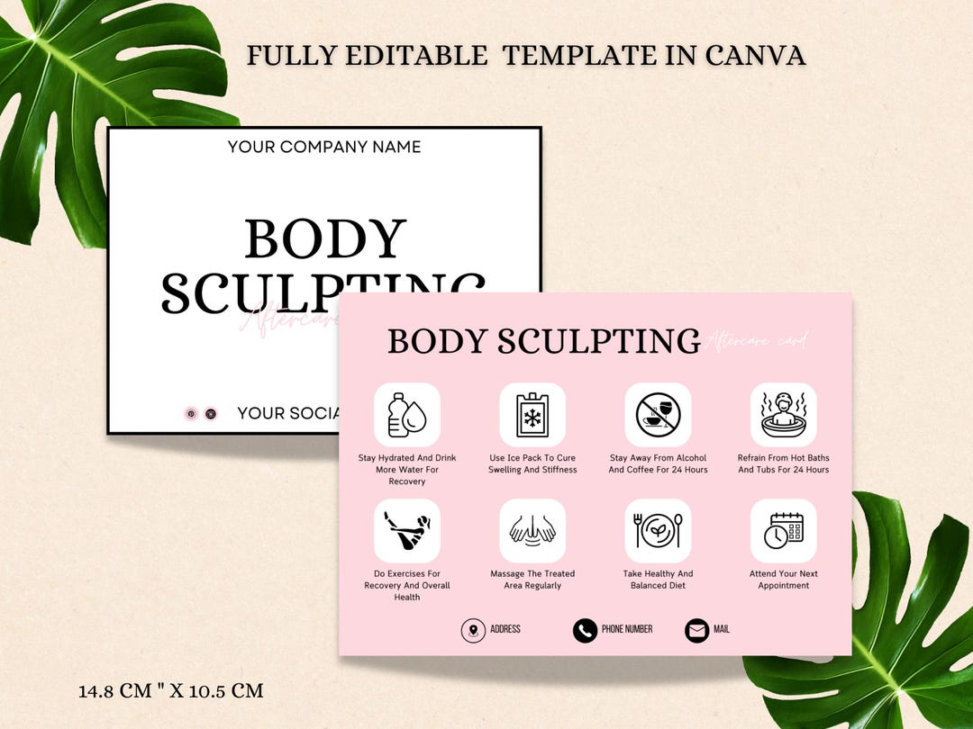Editable Body Sculpting Aftercare Card Template| Customizable Printable ...